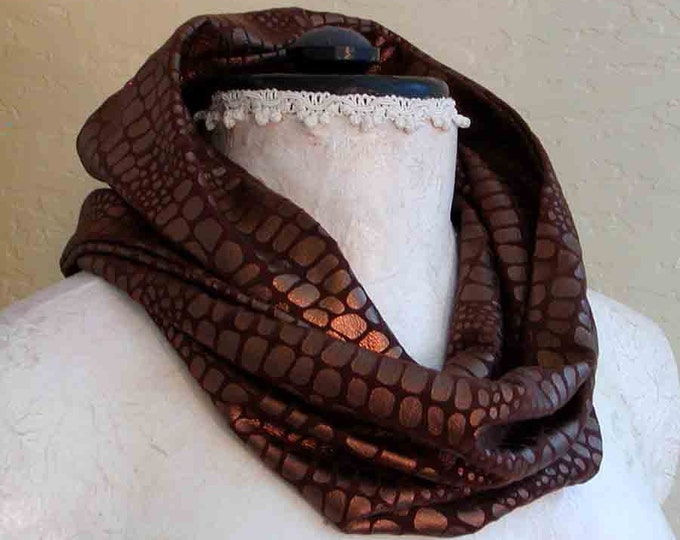INFINITY COWL SCARF // Bronze Animal Skin Print // Soft Brown - Etsy