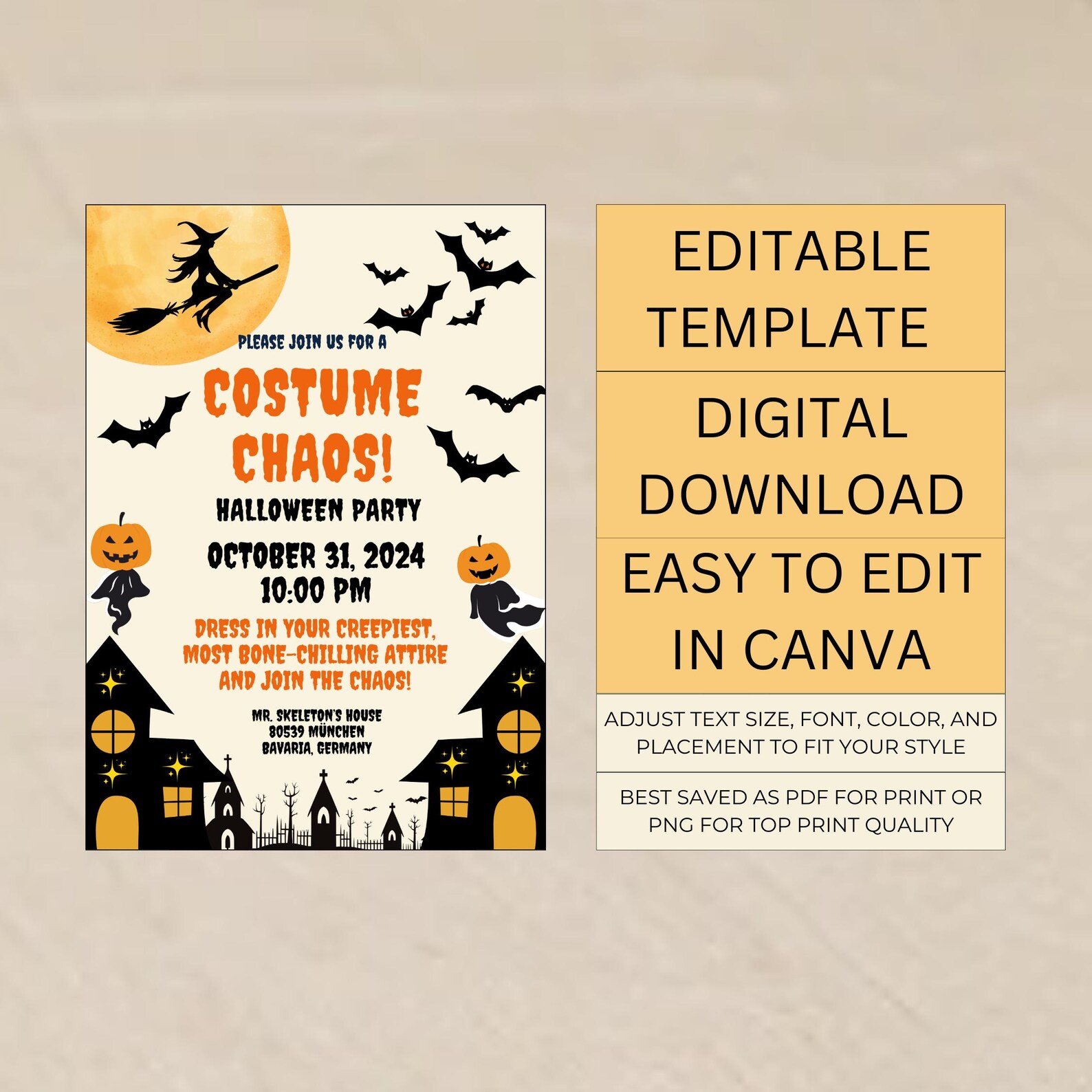 Editable Spooktacular Halloween Invitation, Spooky Halloween Ghost ...