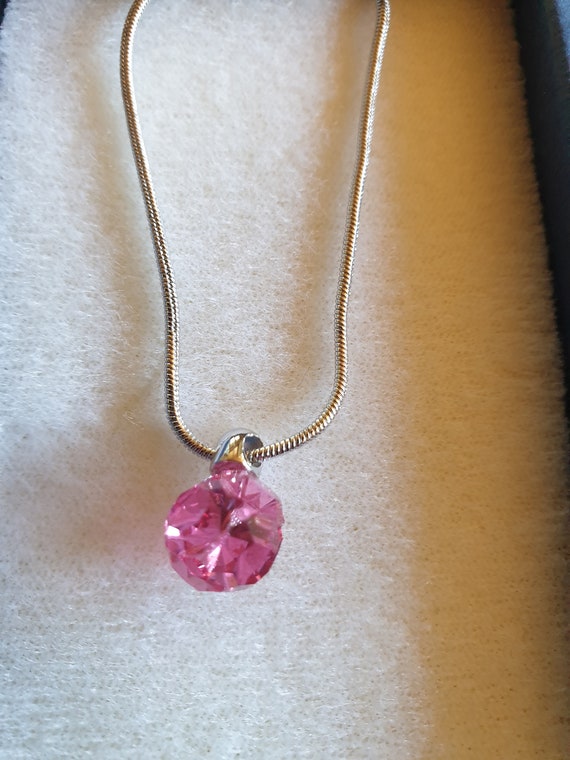 Crystal jewelry Preciosa necklace with pendant pink ball