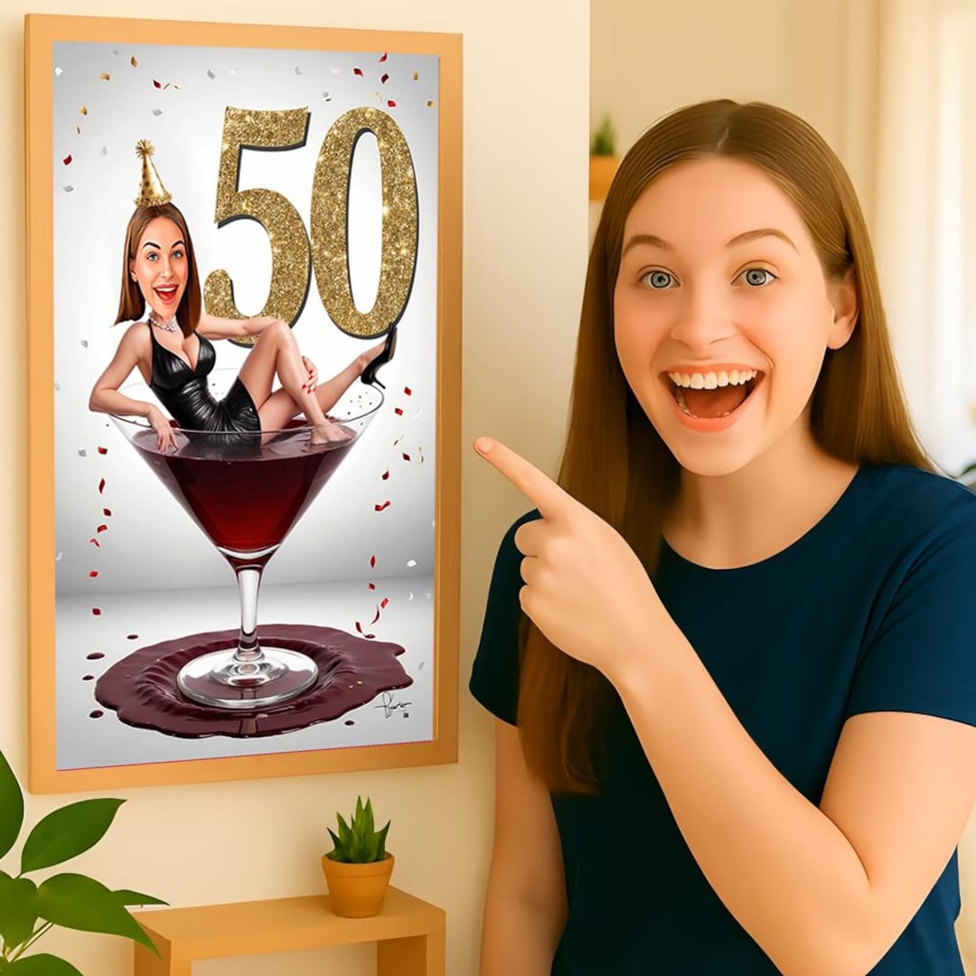 Personalized 50th Birthday Cartoon Portrait | Custom Caricature From ...