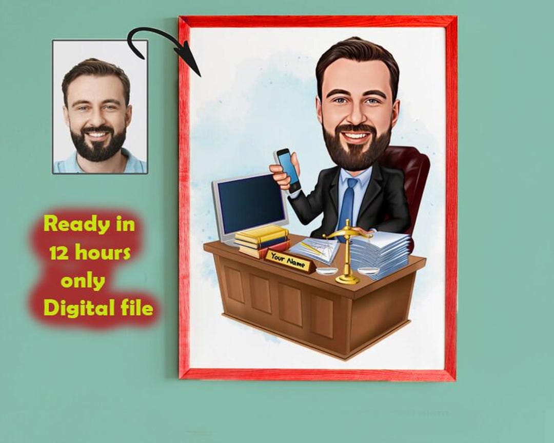 Custom Lawyer Cartoon Portrait | Personalized Lawyer Caricature Gift ...