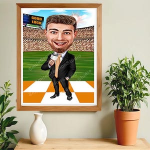 Custom Sports Anchor Caricature - Personalized Sportscaster Cartoon ...