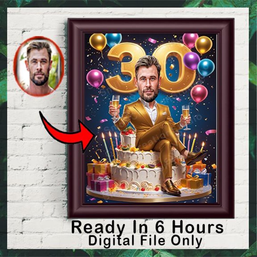 Custom 30th Man Cartoon Portrait | 30th Birthday Caricature | Birthday ...