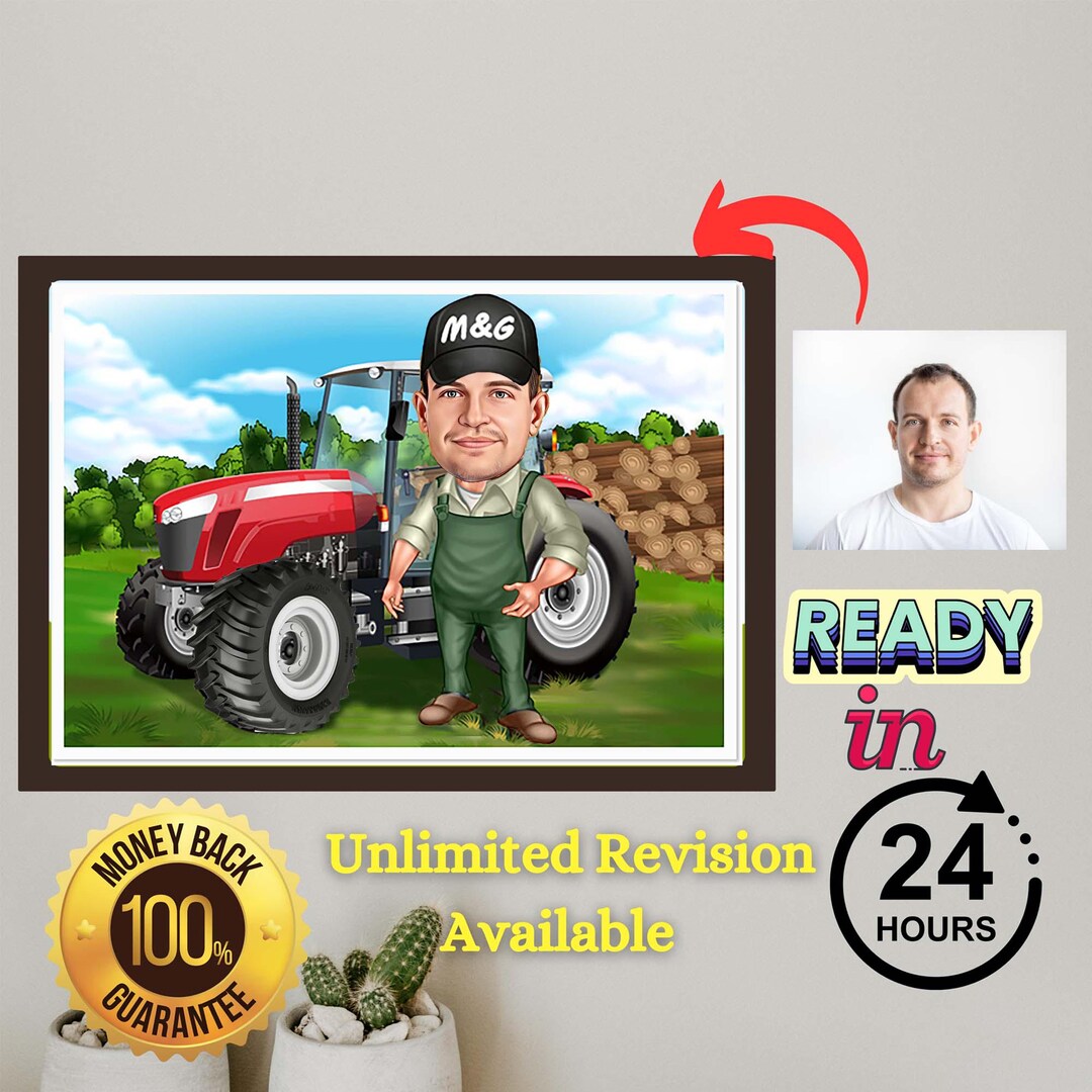 Personalized Farmer Caricature - Custom Funny Farmer Cartoon Portrait ...