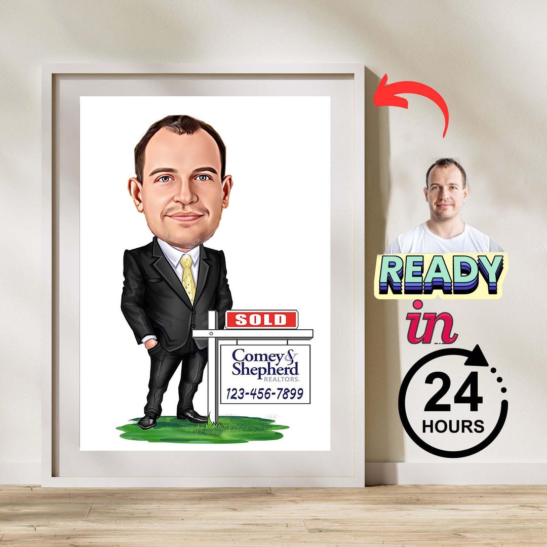 Custom Real Estate Cartoon Portrait, Real Estate Agent Caricature ...