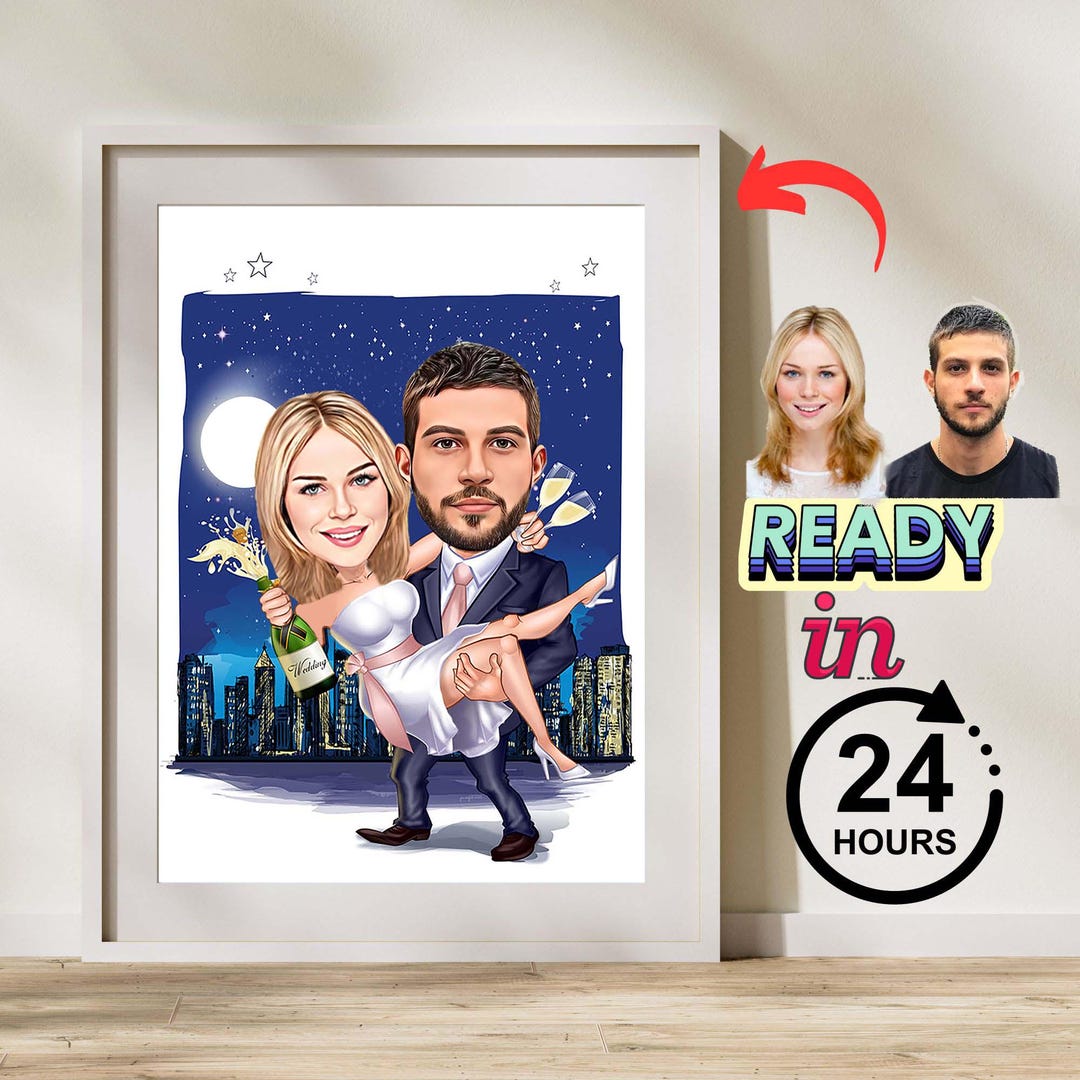 Custom Couple Cartoon Portrait,custom Valentine's Day Caricature ...
