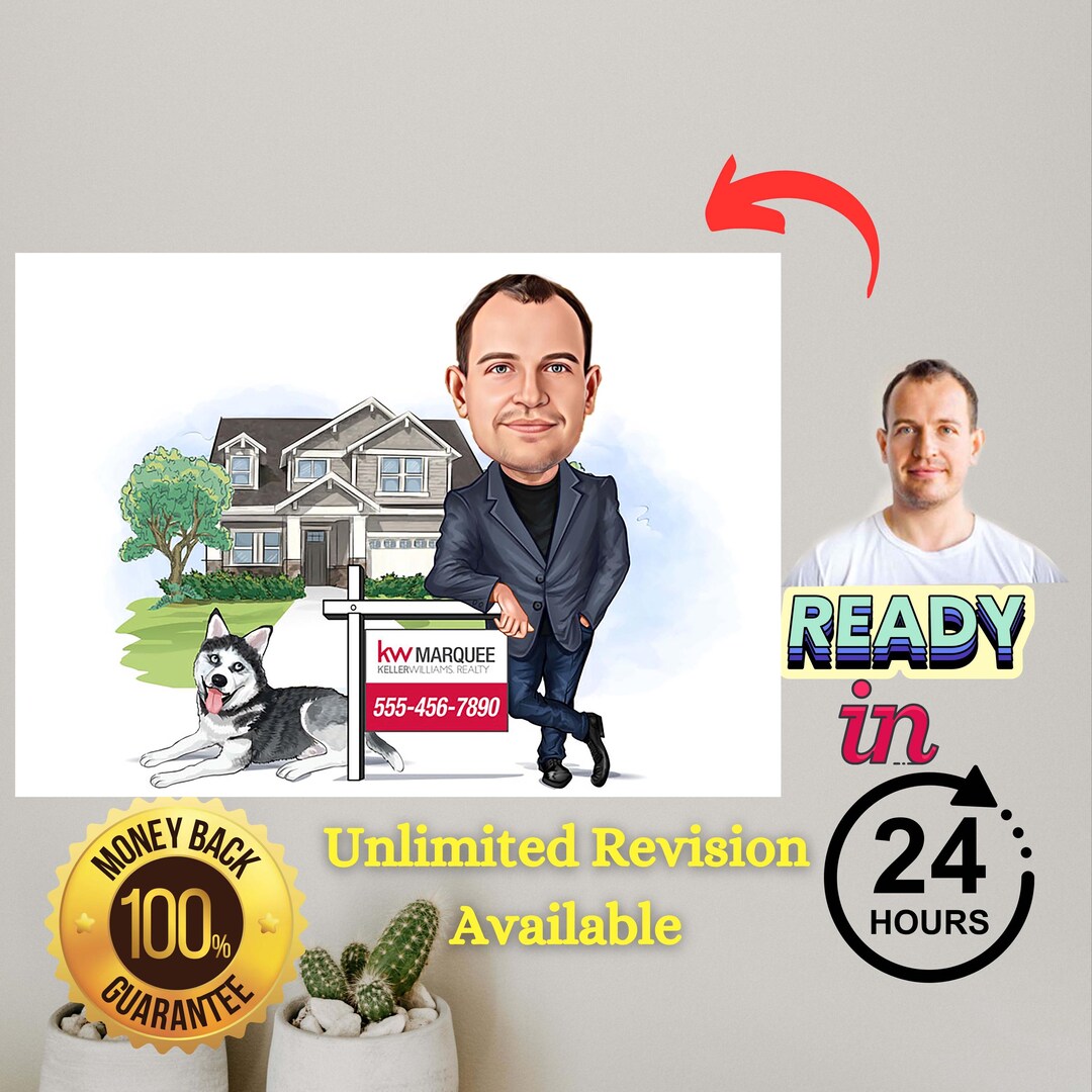 Realtor Cartoon, Realtor Gift, Custom Real Estate Agent Caricature ...