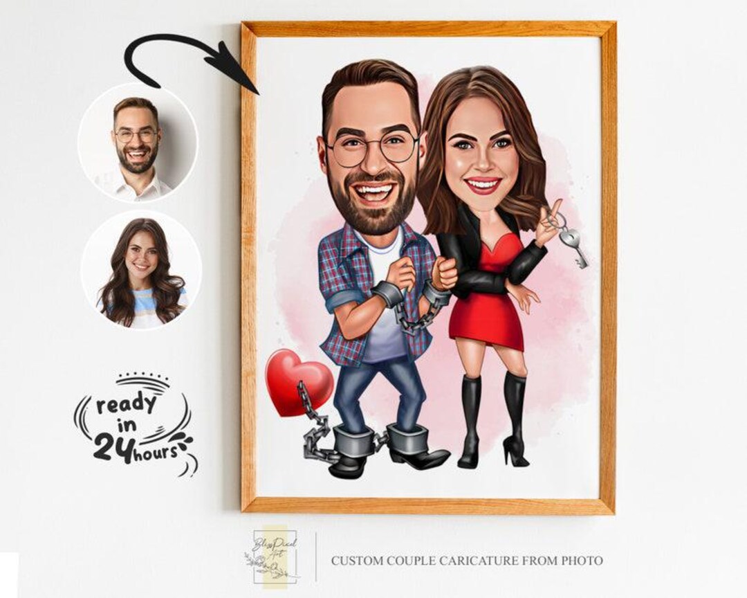 Custom Couple Cartoon Portrait | Personalized Couple Caricature From ...