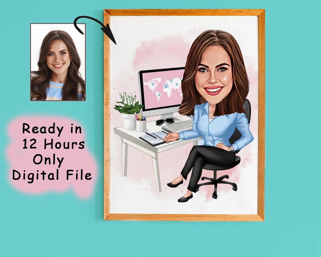 Custom Female Boss Cartoon Portrait: Personalized Caricature Art ...