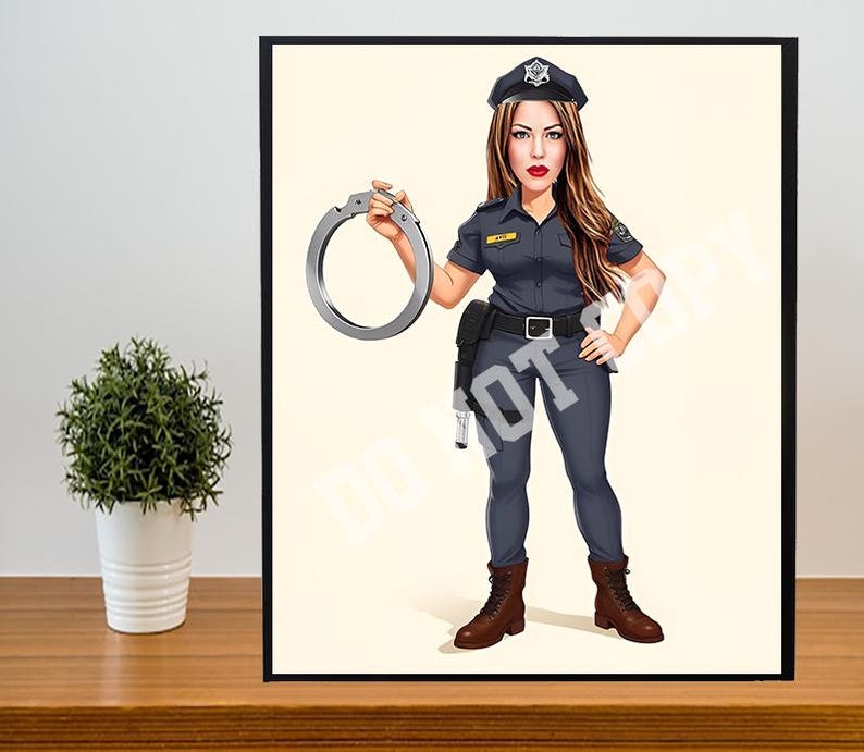 Personalized Police Officer Cartoon Portrait, Custom Police Caricature ...