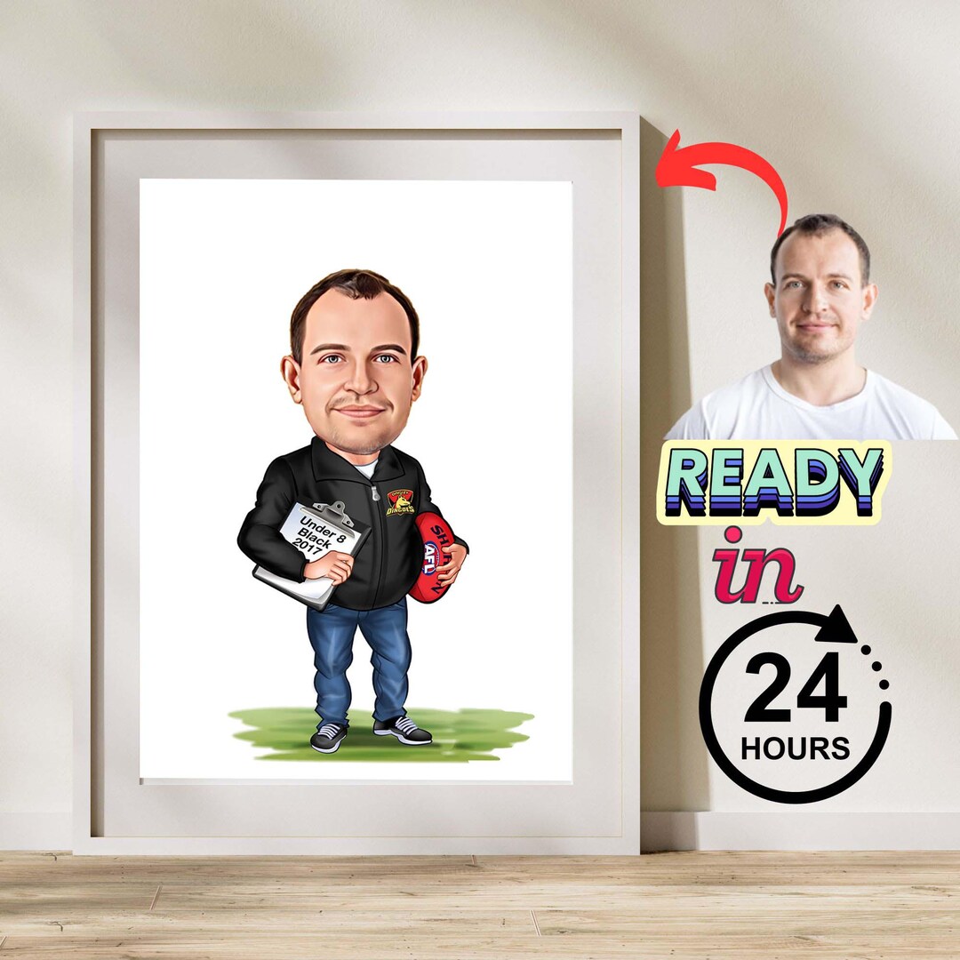 Personalized Coach Cartoon Portrait, Custom Coach Caricature Drawing ...