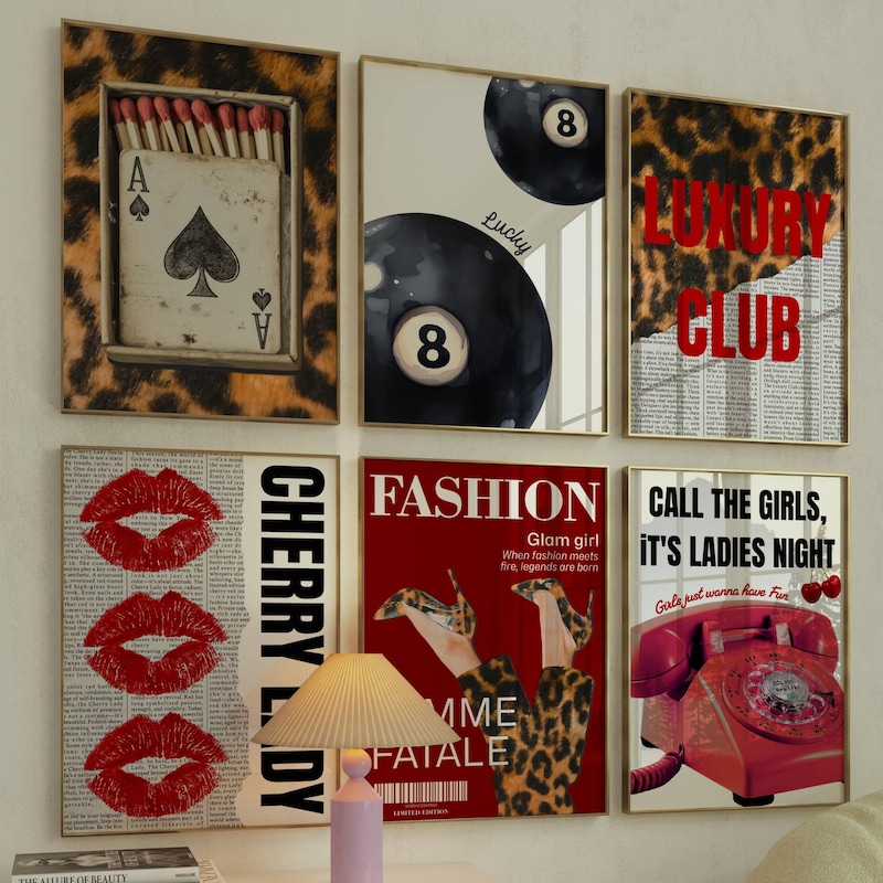 Leopard Wall Art Print Red - Etsy UK