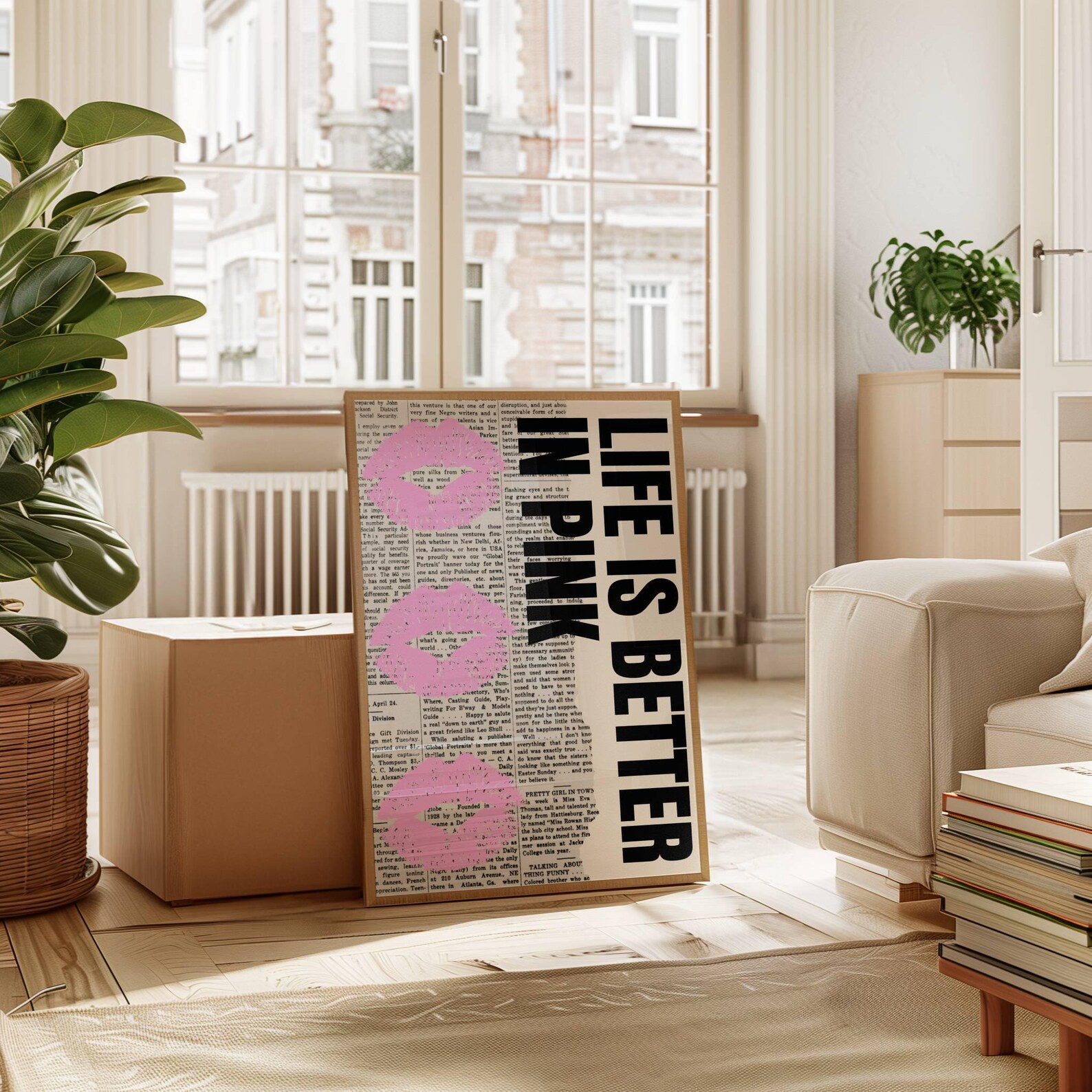 Retro Vintage Baby Pink News Wall Art Print Poster Aesthetic Decor ...