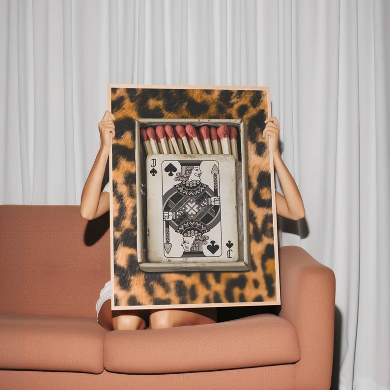 Retro Leopard Matchbox Printable Wall Art Jack of Spades Playing Card ...