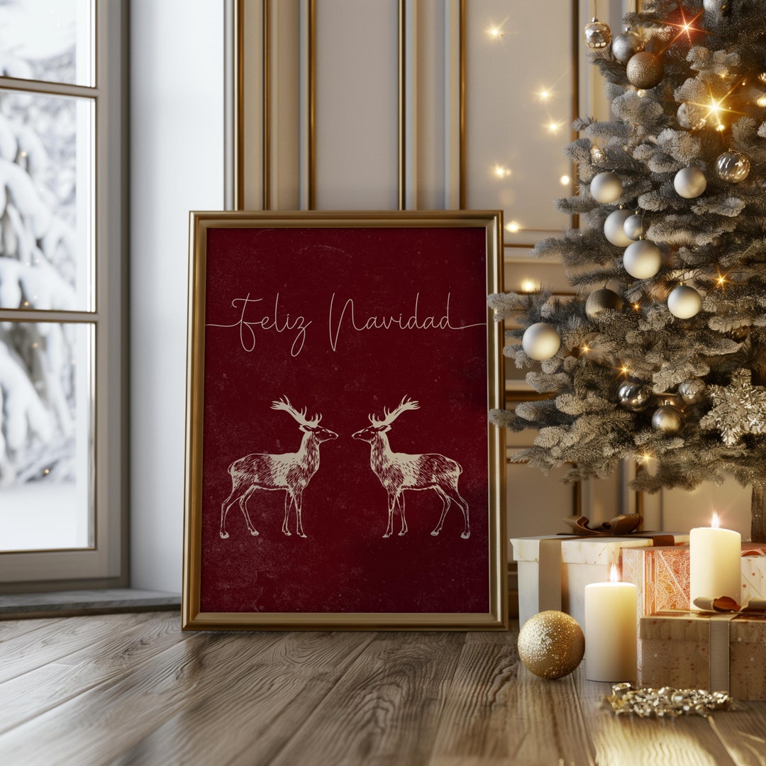 Merry Christmas Spanish Print Moose Print Spanish Christmas Printable ...