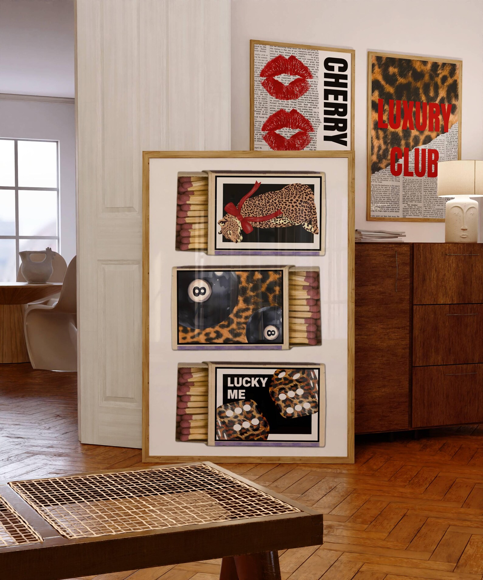 Retro Leopard Matchbox Printable Wall Art, Lucky You Poster, Kitchen ...