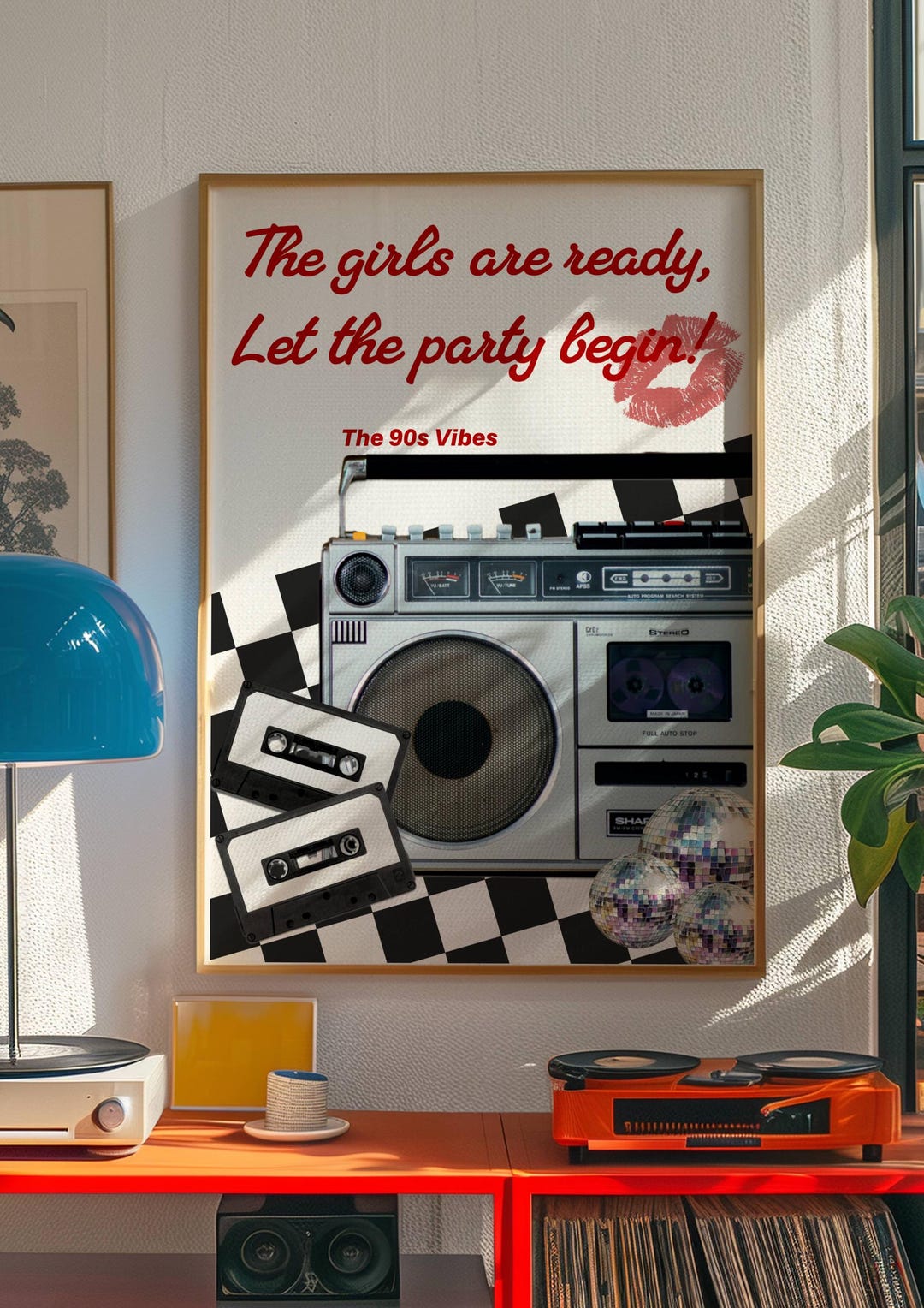 Red Fashion Wall Art Black Poster Radio Print Girls Poster Decor ...