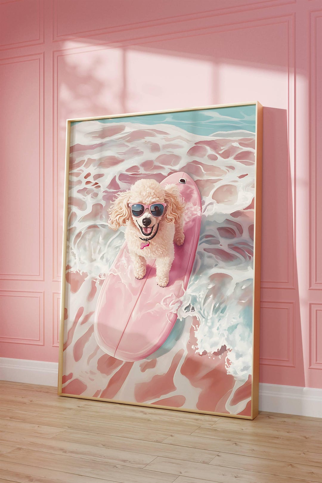 Poodle Swimming in Ocean Print Summer Poster Beach House Decor ...