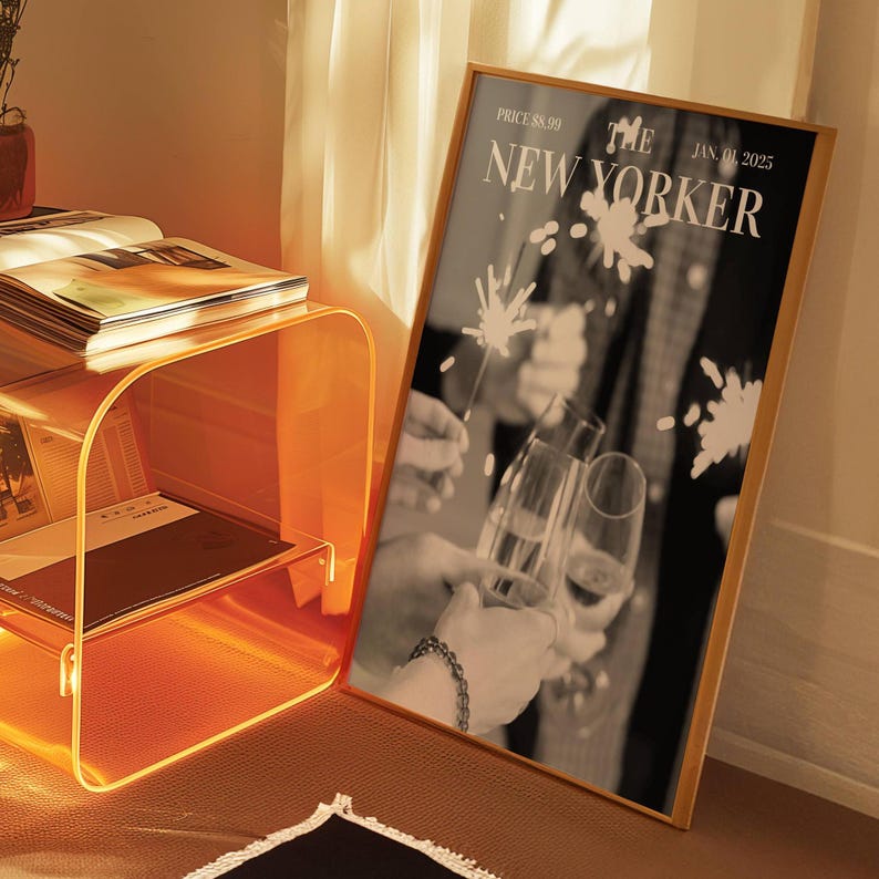 New Year 2025 Preppy New Year 2025 Glitter Disco New Yorker Poster ...