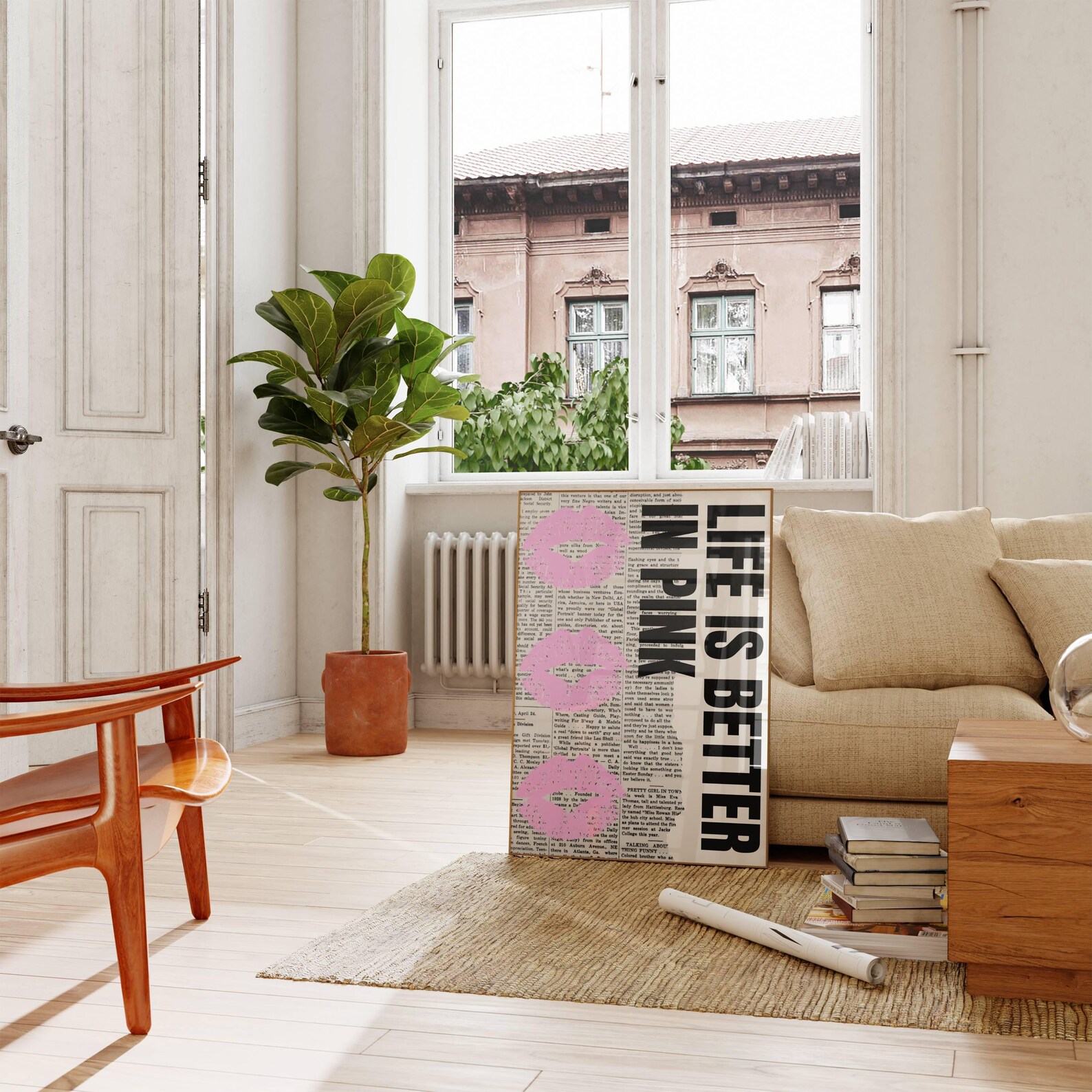 Retro Vintage Baby Pink News Wall Art Print Poster Aesthetic Decor ...