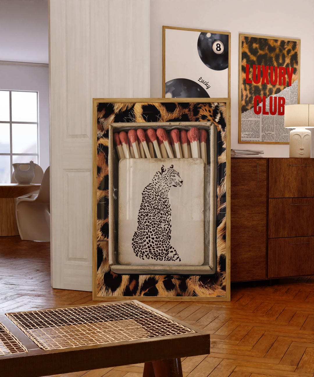 Retro Leopard Matchbox Printable Wall Art, Matchbox Print Decor ...