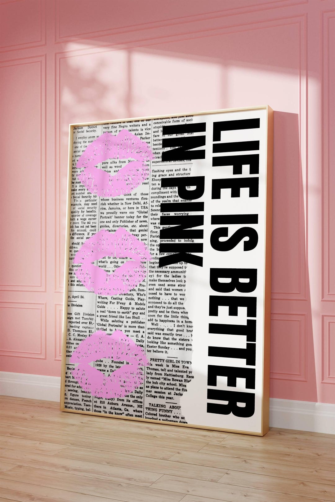 Retro Vintage Baby Pink News Wall Art Print Poster Aesthetic Decor ...