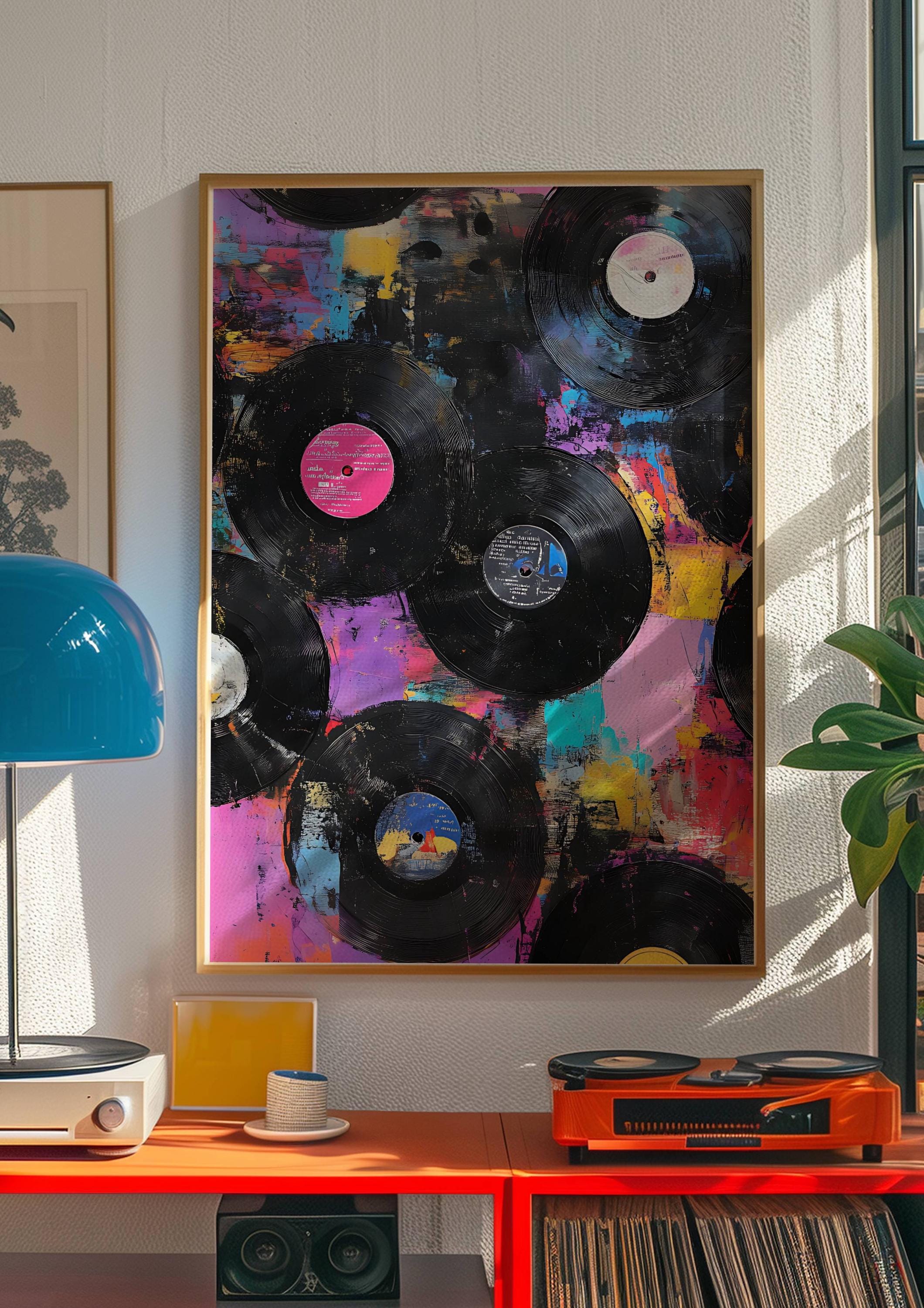 Pink Vinyl Record Wall Art Digital Download, Pink, Orange, Red Vinyl ...