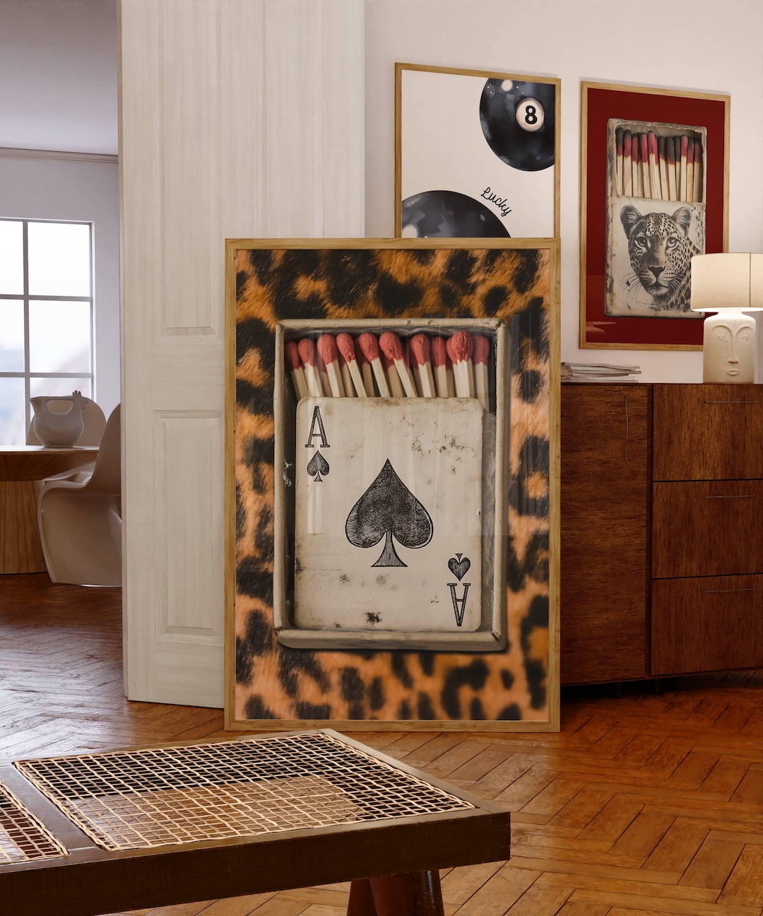 Retro Leopard Matchbox Printable Wall Art, Playing Card Poster, Kitchen ...
