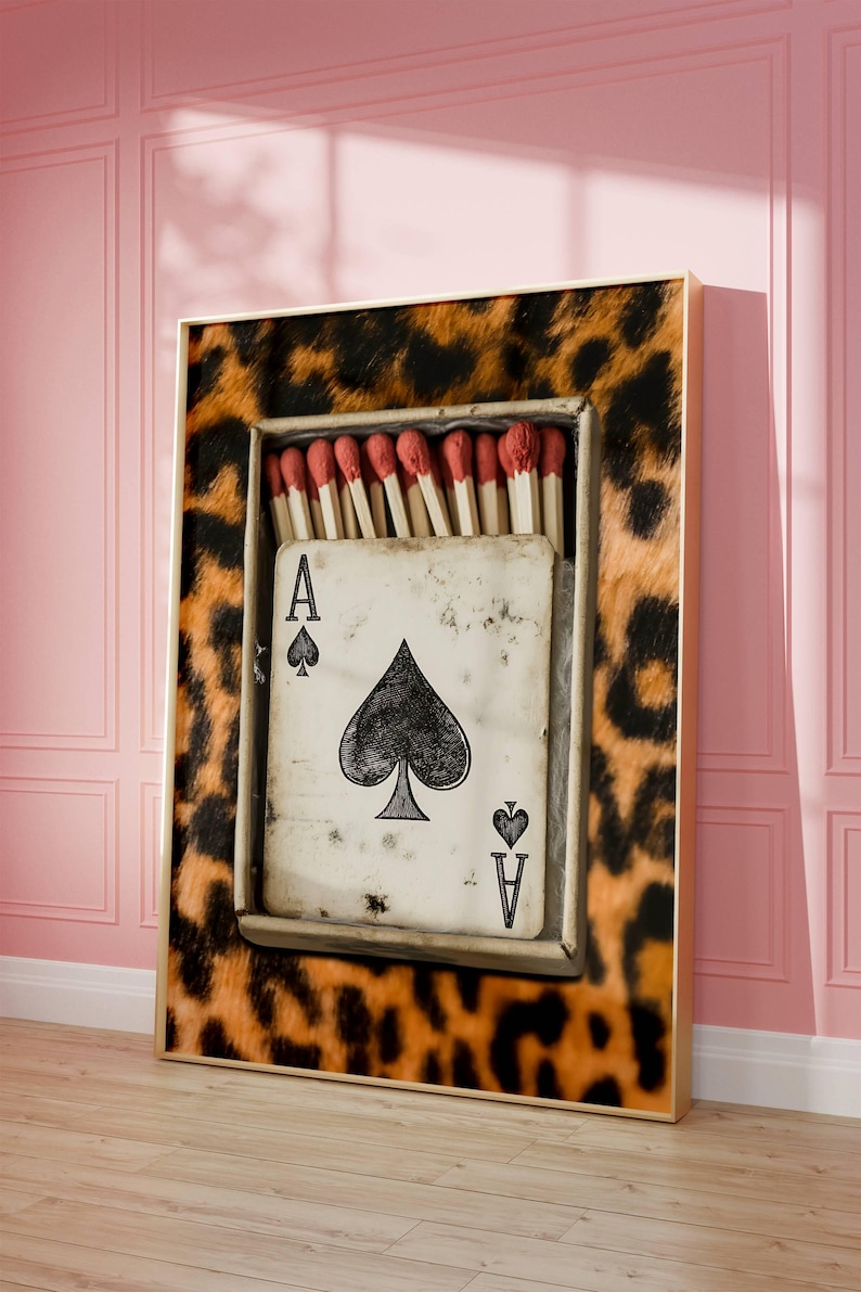 Retro Leopard Matchbox Printable Wall Art, Playing Card Poster, Kitchen ...