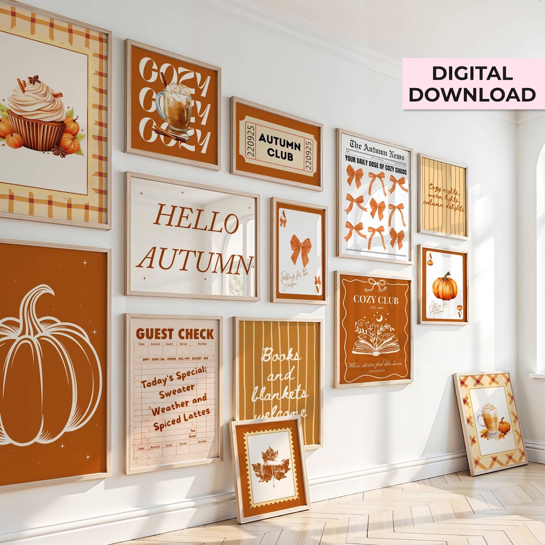 Fall Gallery Wall Set of 14 Prints, Autumn Posters for Cozy Fall Decor ...