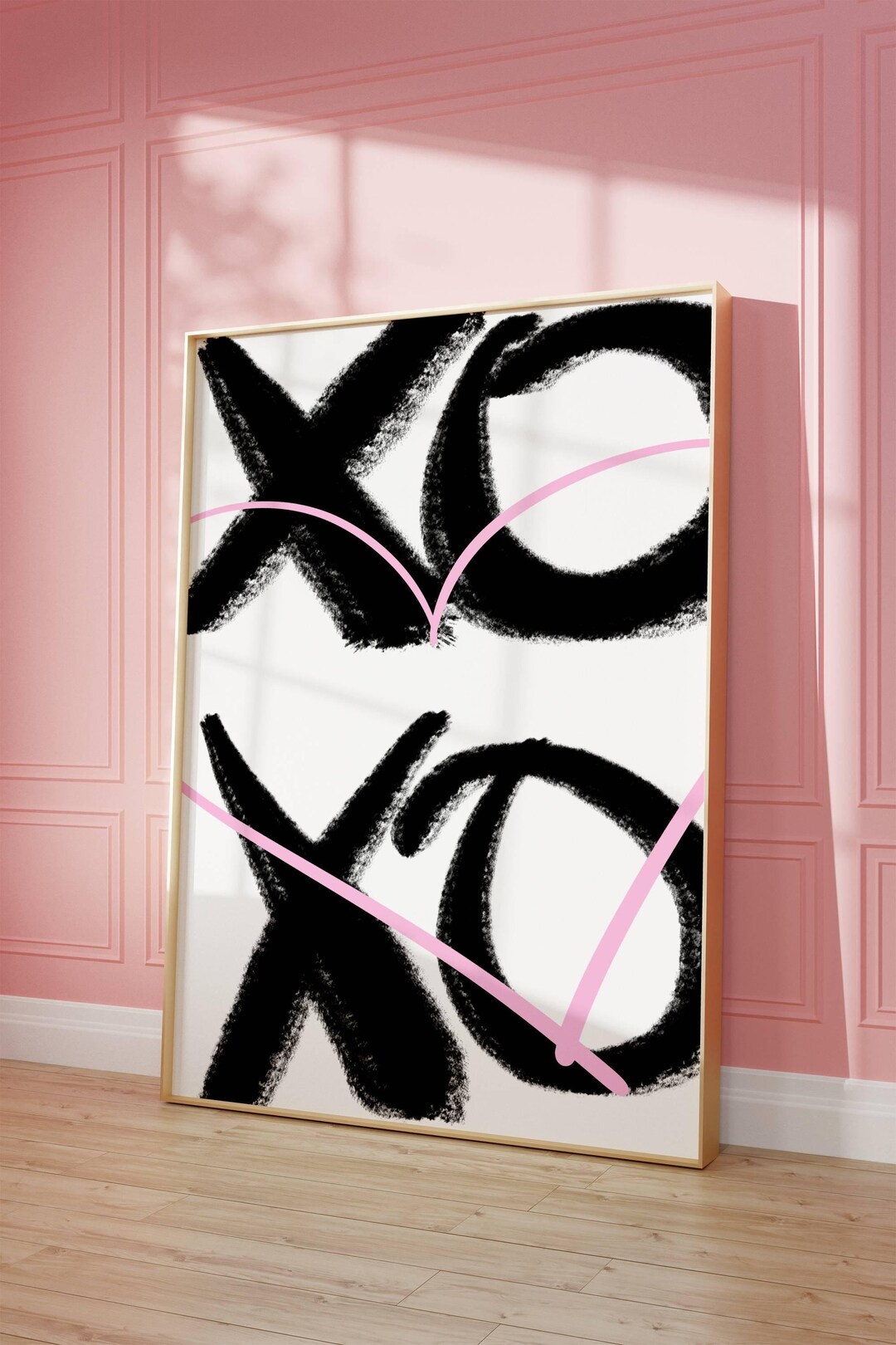 XOXO Black and Pink Print Dorm Room Decor Trendy Girly Printable Art ...