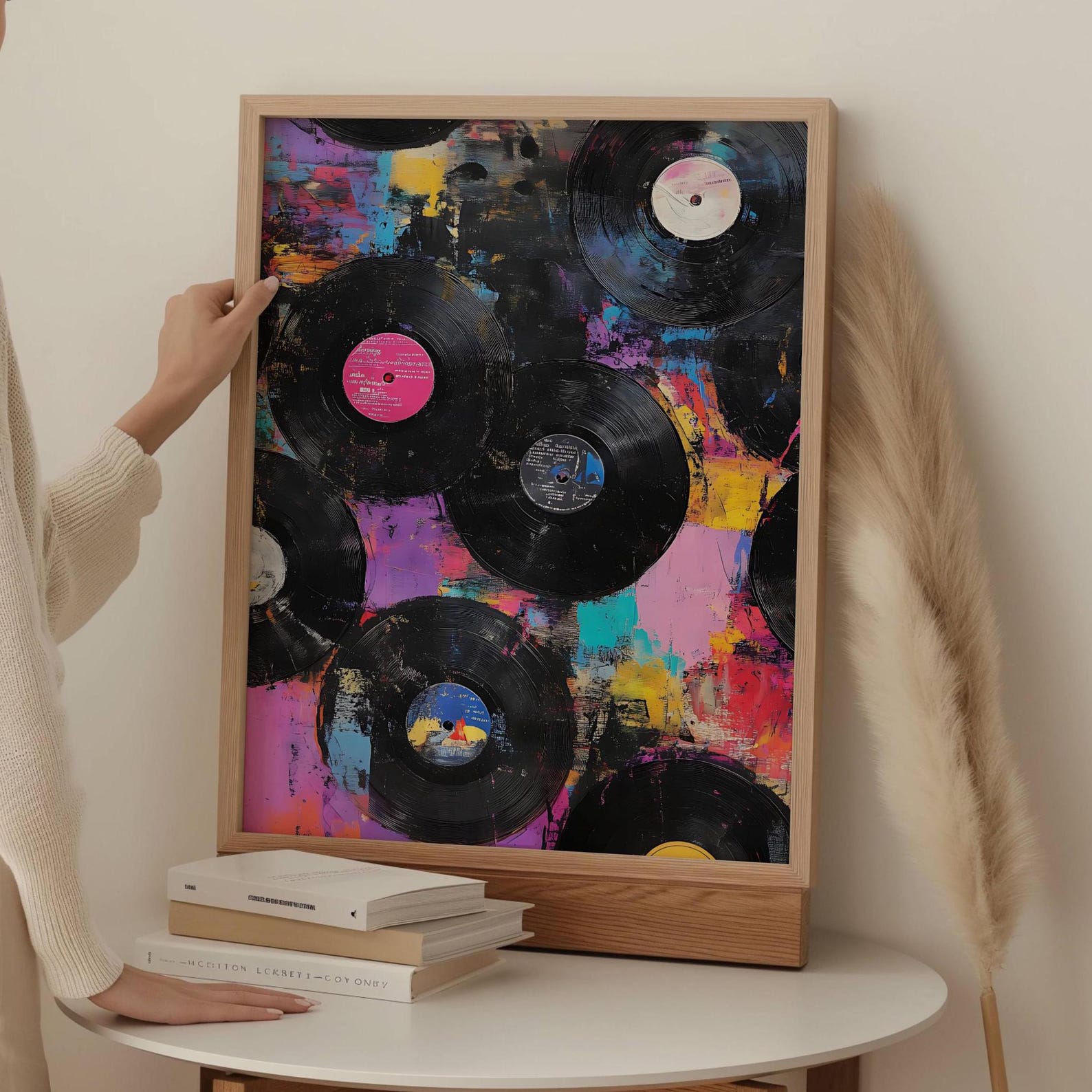 Pink Vinyl Record Wall Art Digital Download, Pink, Orange, Red Vinyl ...