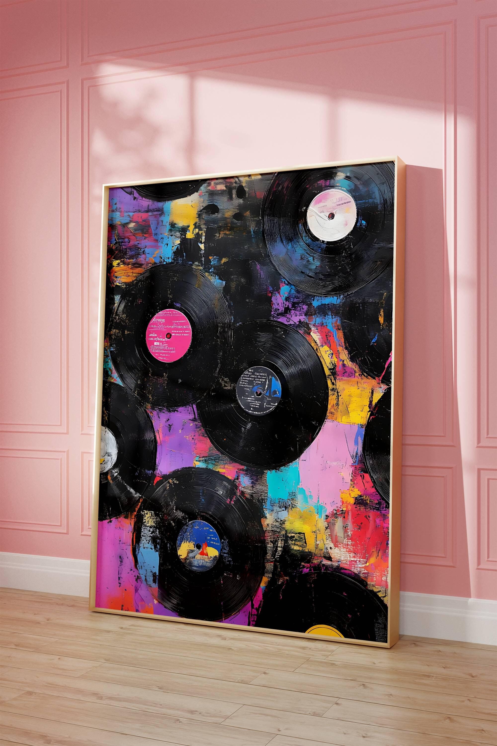 Pink Vinyl Record Wall Art Digital Download, Pink, Orange, Red Vinyl ...