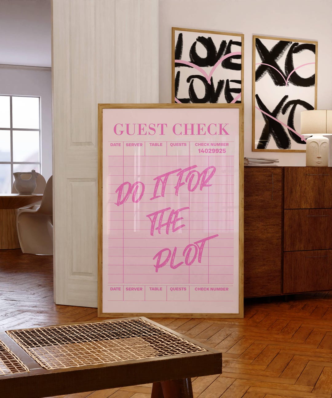 Trendy Pink Guest Check Print - Do It for the Plot | Girly Poster for ...