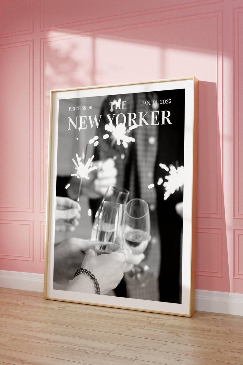 New Year 2025 Preppy New Year 2025 Glitter Disco New Yorker Poster ...