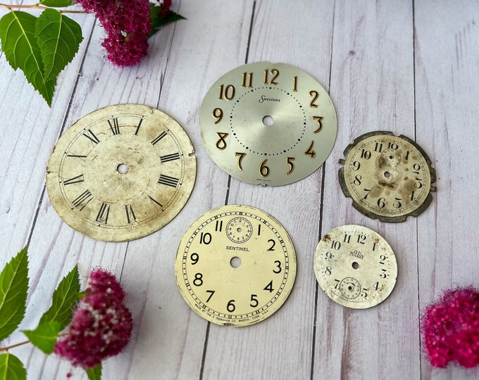 Set of Five Vintage Clock Faces - Etsy