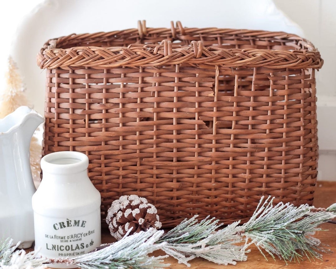 Antique Primitive Rectangular Basket - Etsy