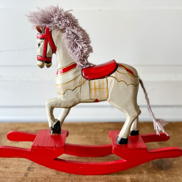 Antique Wooden Rocking Horse - Etsy
