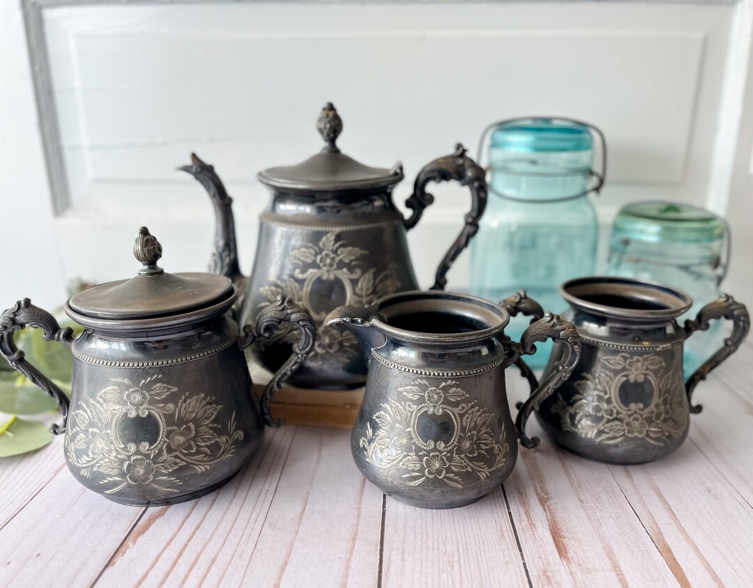 Antique Ornate Silverplate Tea Service - Etsy