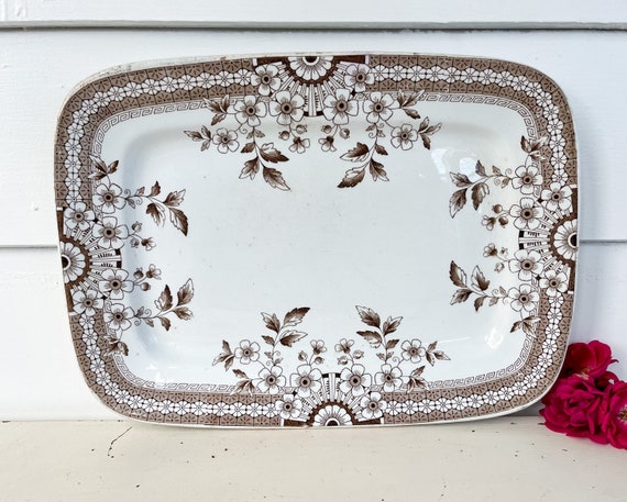 Antique Foley A.F. and Co Brown Transferware Floral Platter - Etsy