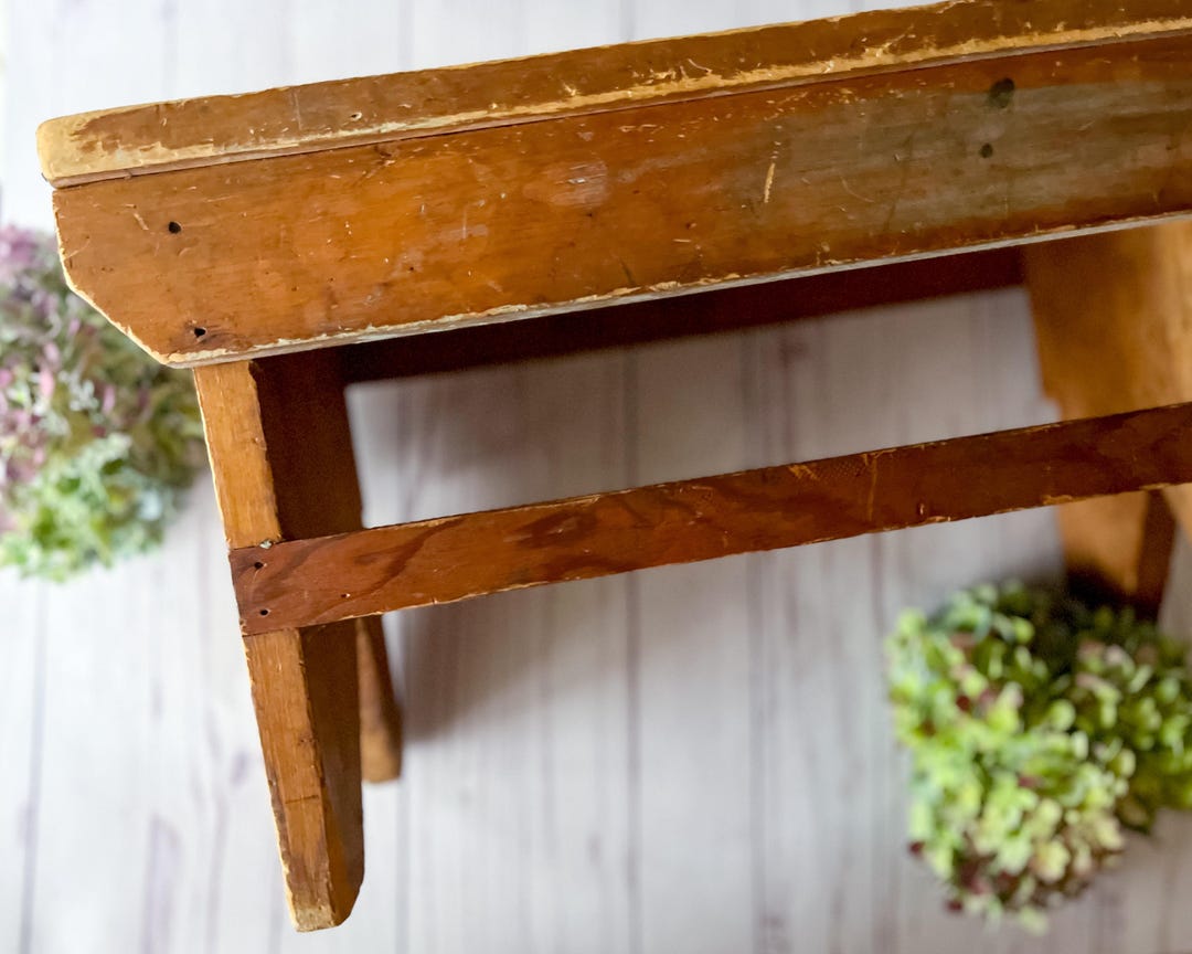 Antique Handmade Primitive Wooden Bench - Etsy
