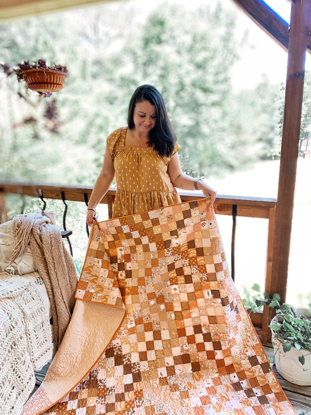 Trippy Quilt in Mostly Cinnamon Tea - READY TO SHIP - Quilts for Sale ...