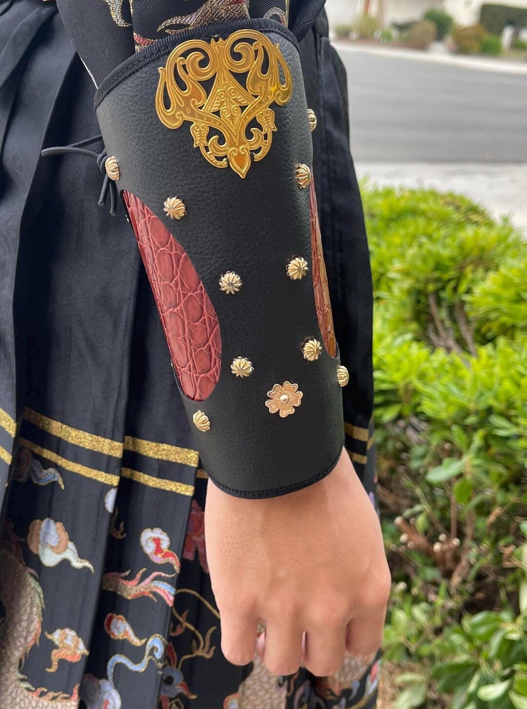 Leather Bracers With Metal Decorations, Handcrafted Genuine Leather ...