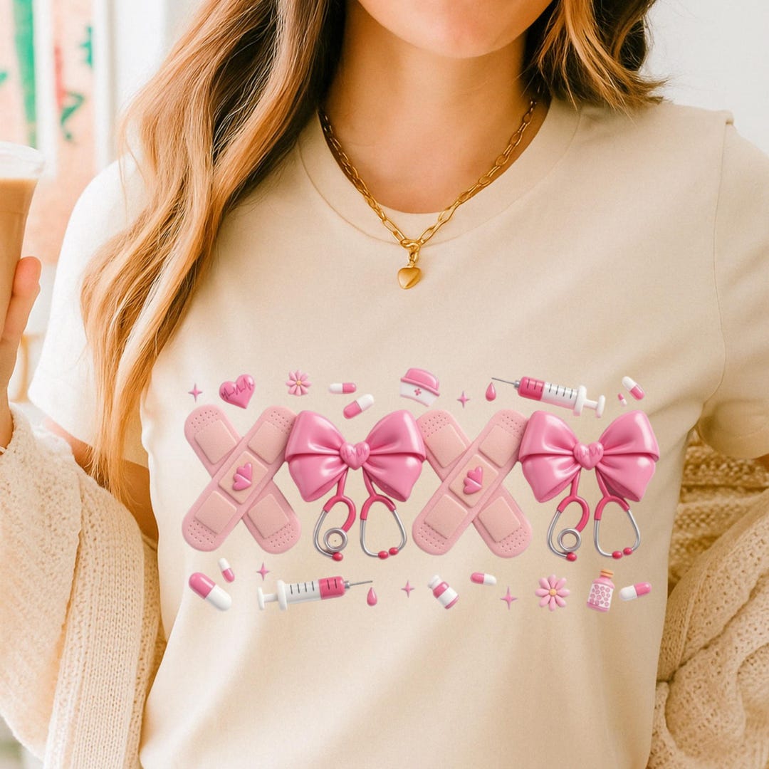 Coquette Nurse Valentine PNG, Pink Bow Stethoscope XOXO, Realistic ...