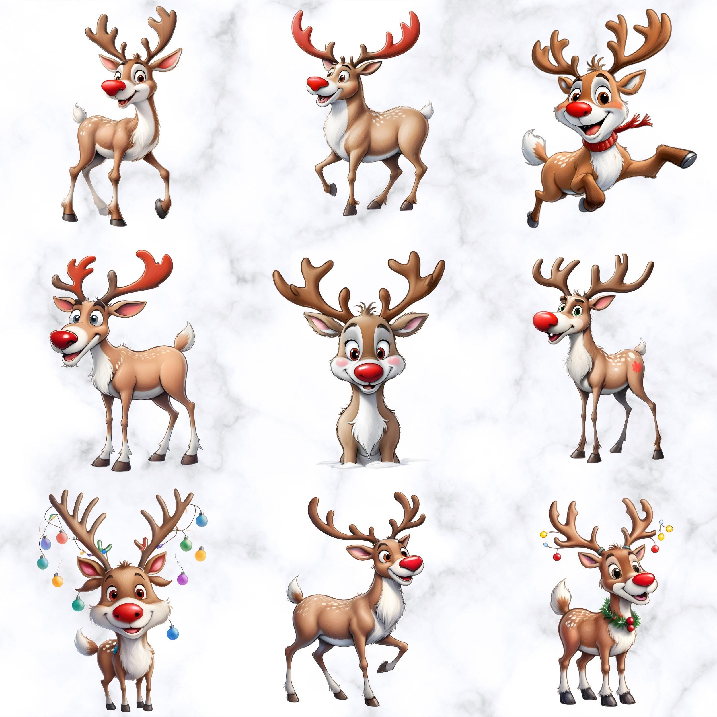 27 Quirky Funny Christmas Reindeer PNG Clipart - Xmas Cute Reindeer ...