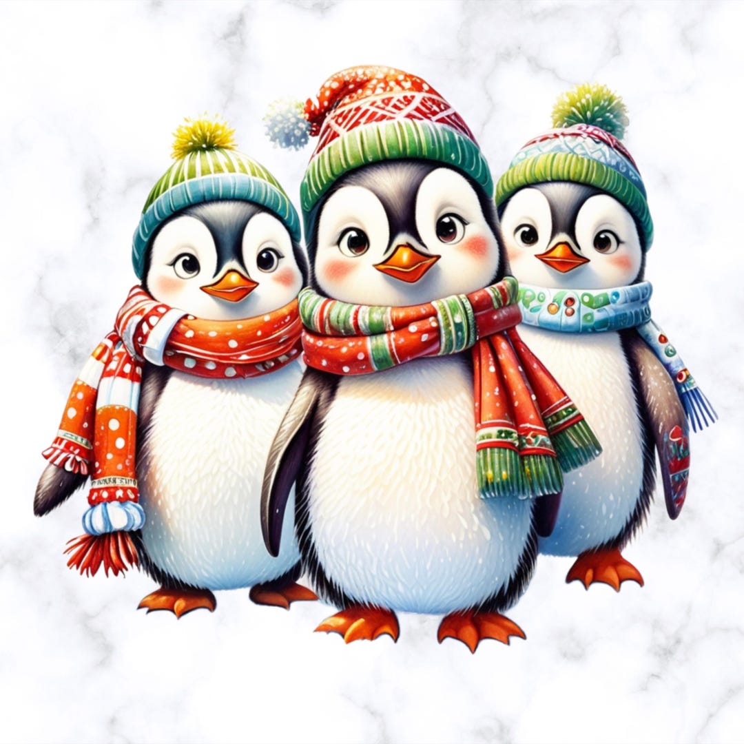 Cute Penguin Clipart PNG Christmas & Winter Digital Products With ...