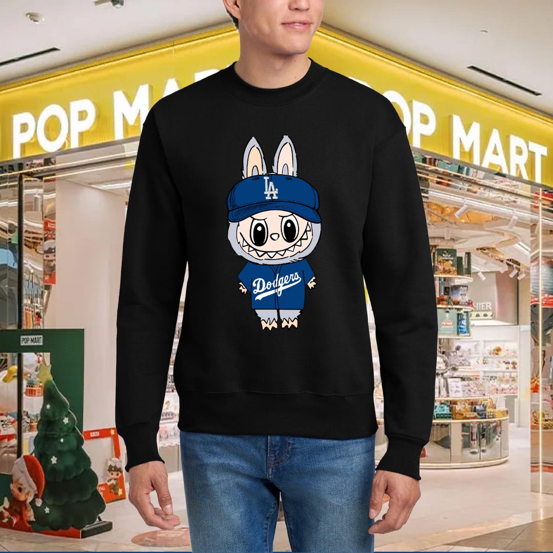 Labubu Dodgers Tee, Front and Back Print Los Angeles Baseball Player ...