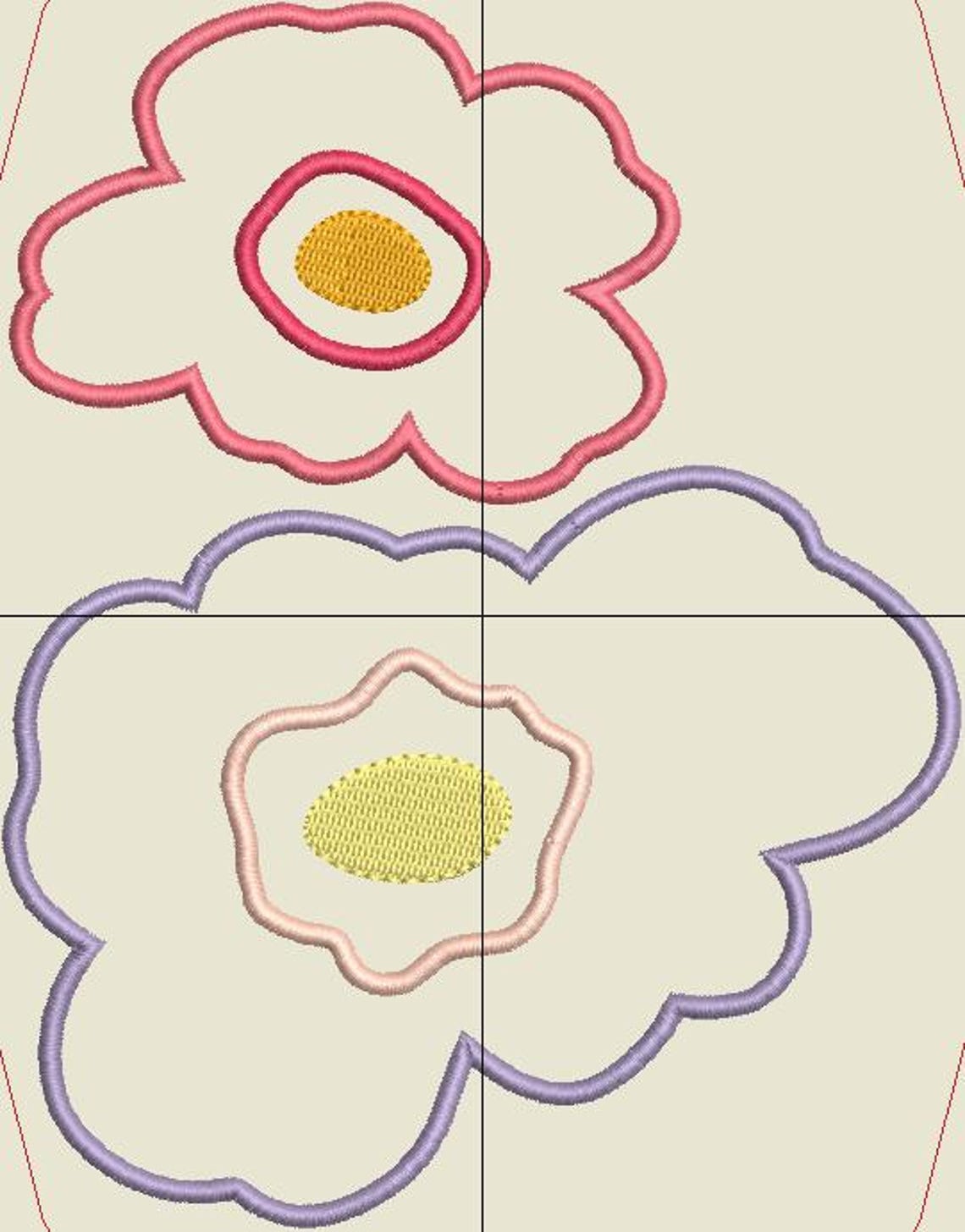 Modern Flower Machine Embroidery File for Appliqué (04) - Etsy