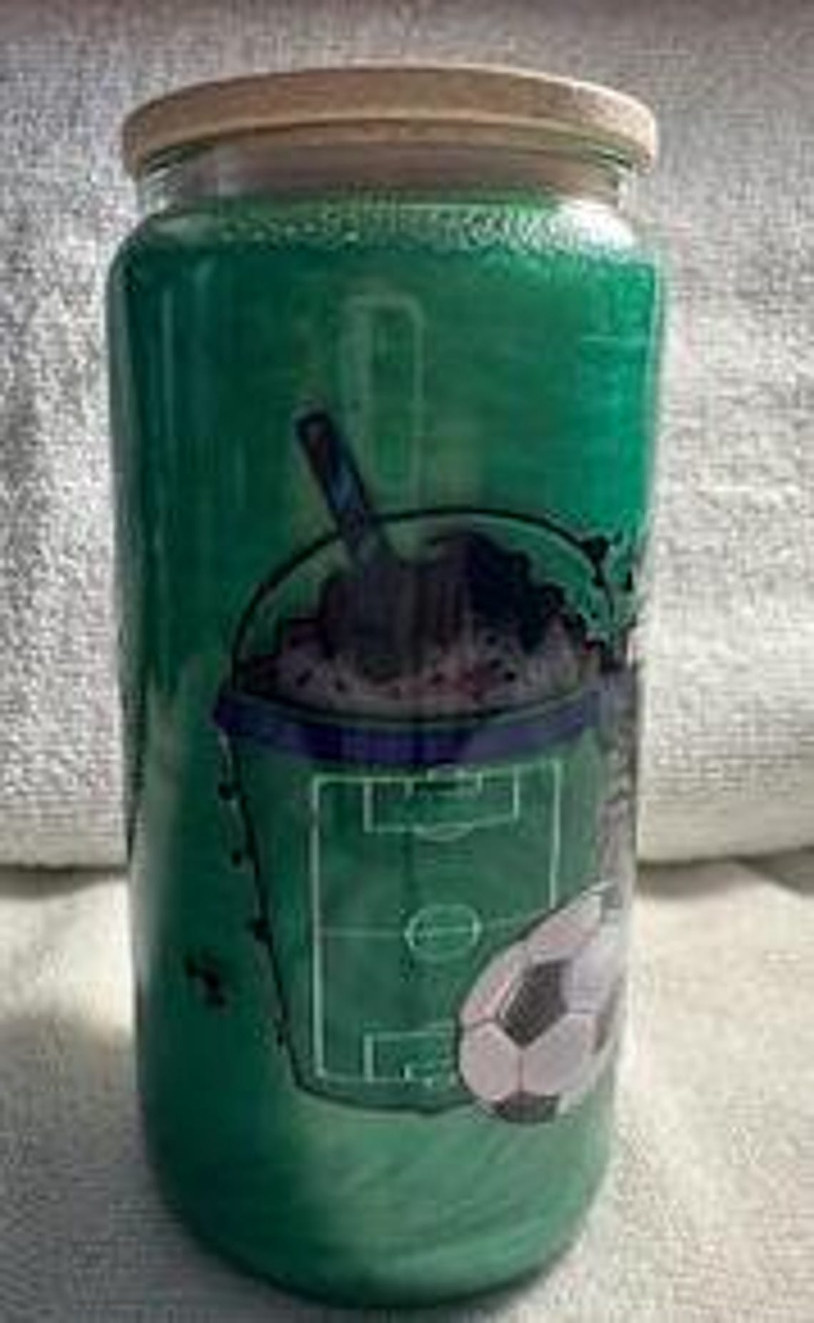 16oz Snow Globe Glass Cup, Soccer UV DTF, Green Mica - Etsy