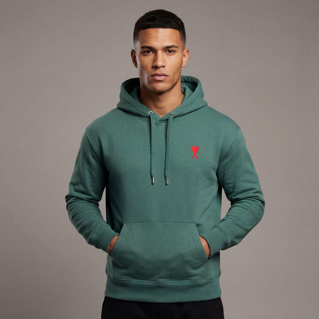 AMI Paris Pullover Hoodie – Mint Green , Red Heart Logo – Unisex - Etsy